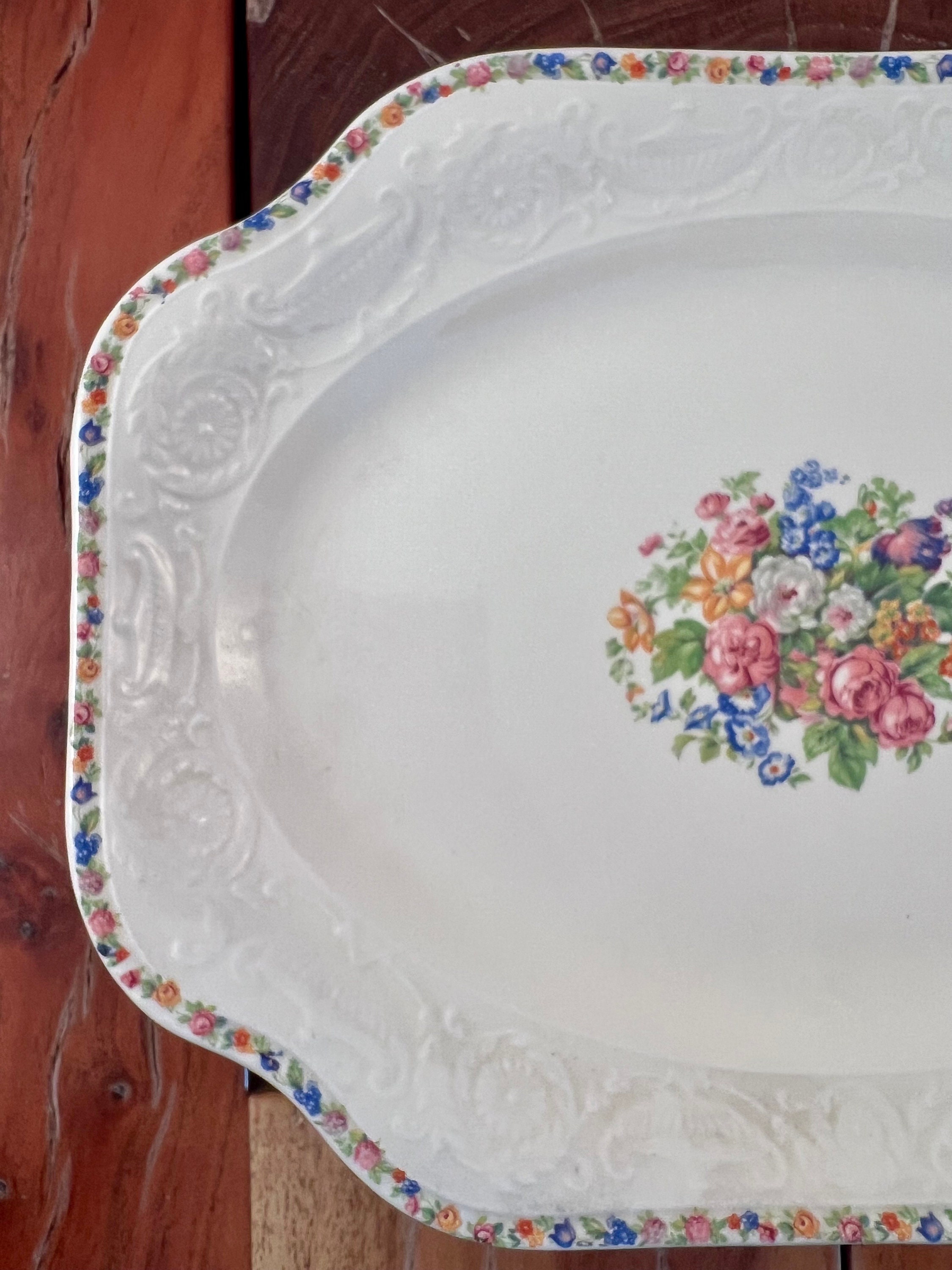 Vintage Oval Platter Rose Floral Center and Trim Pattern Adam Antique ...