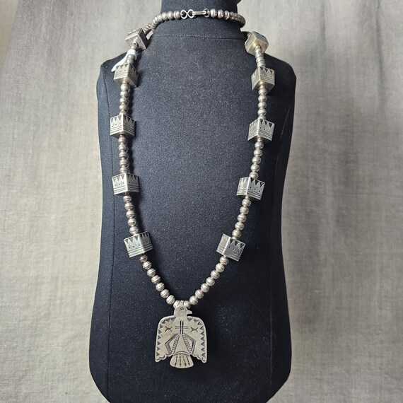 Thunderbird Pendent on Hopi Sterling Necklace Vintage… - Gem