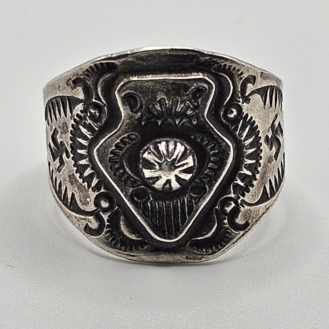 Whirling Log and Arrow Silver Ring Vintage Sterling Ring Size 9 Old ...