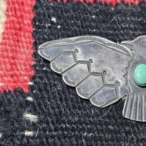 Large Vintage Thunderbird Pin Green Turquoise Sterling Harvey Native 3 ...