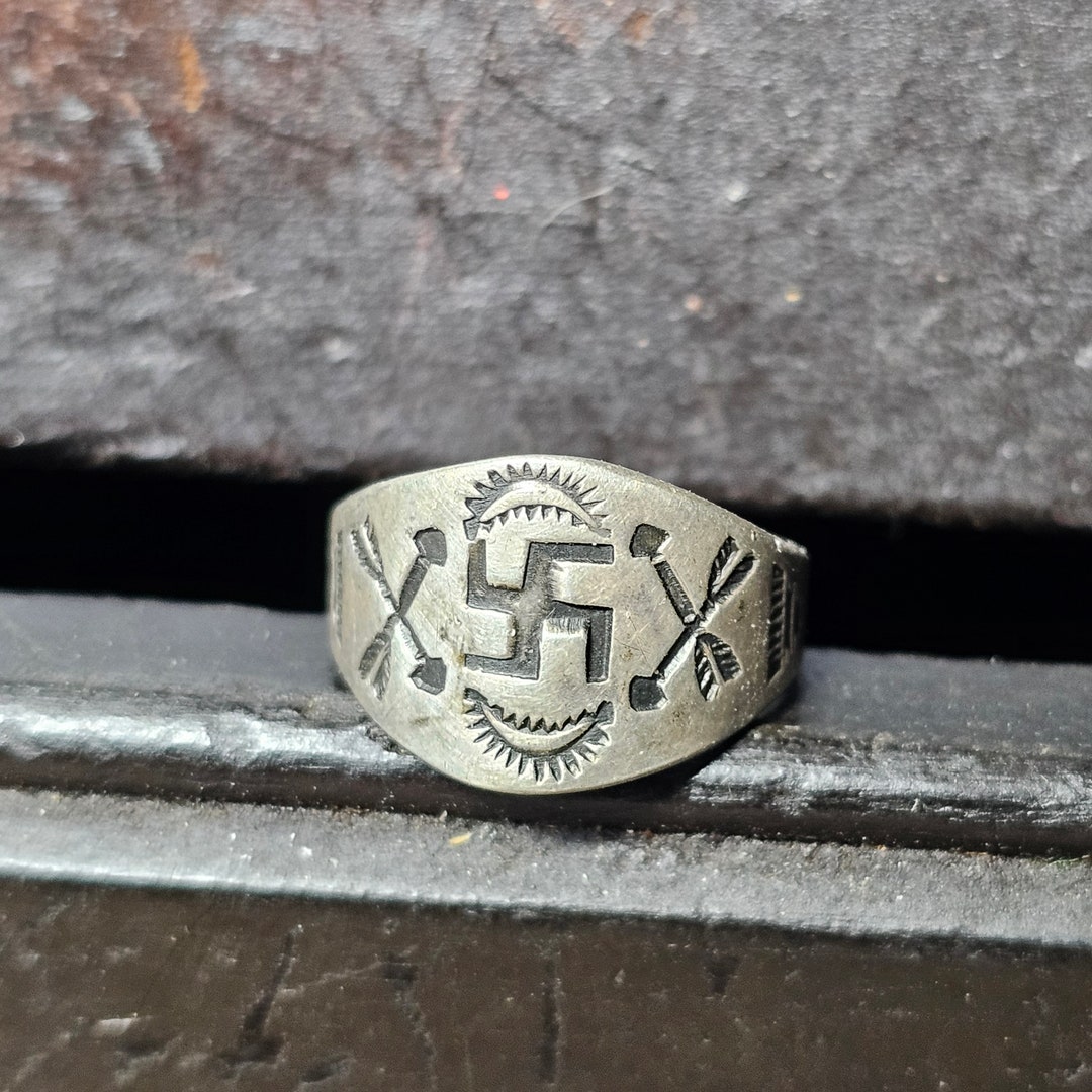 Signet Ring Good Luck Whirling Log Native Silver Sterling Ring Size 4 ...