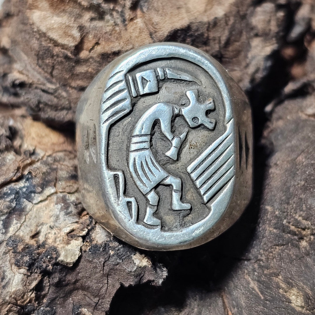 Kokopelli Vintage Native Cast Silver Sterling Ring Size 8 Old Pawn - Etsy