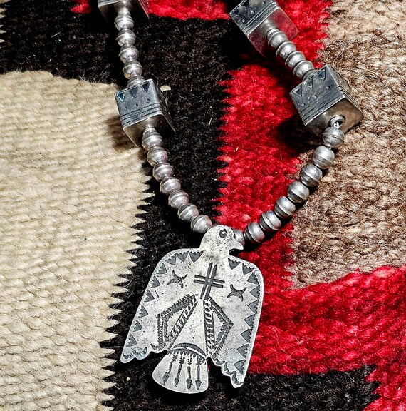 Thunderbird Pendent on Hopi Sterling Necklace Vintage… - Gem