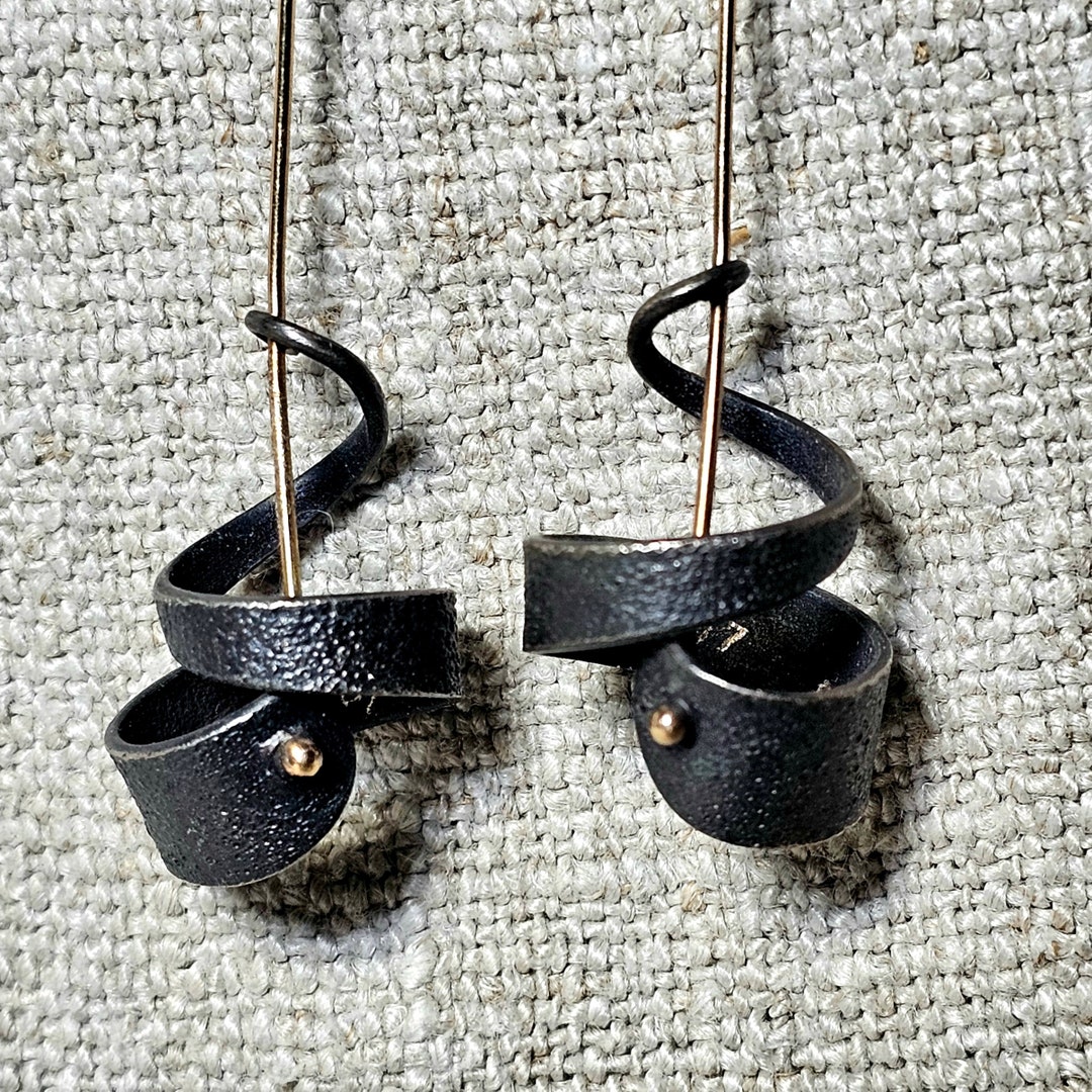 Andy Cooperman Shibuichi and 14K Earrings Vintage - Etsy