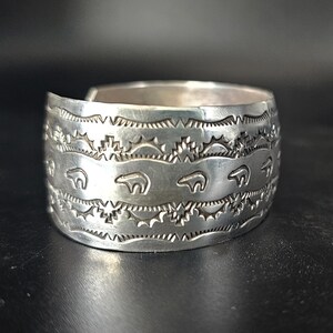 Fred Baca Bear Design Vintage Cuff Sterling Old Pawn Fits 7" Wrist. JB ...