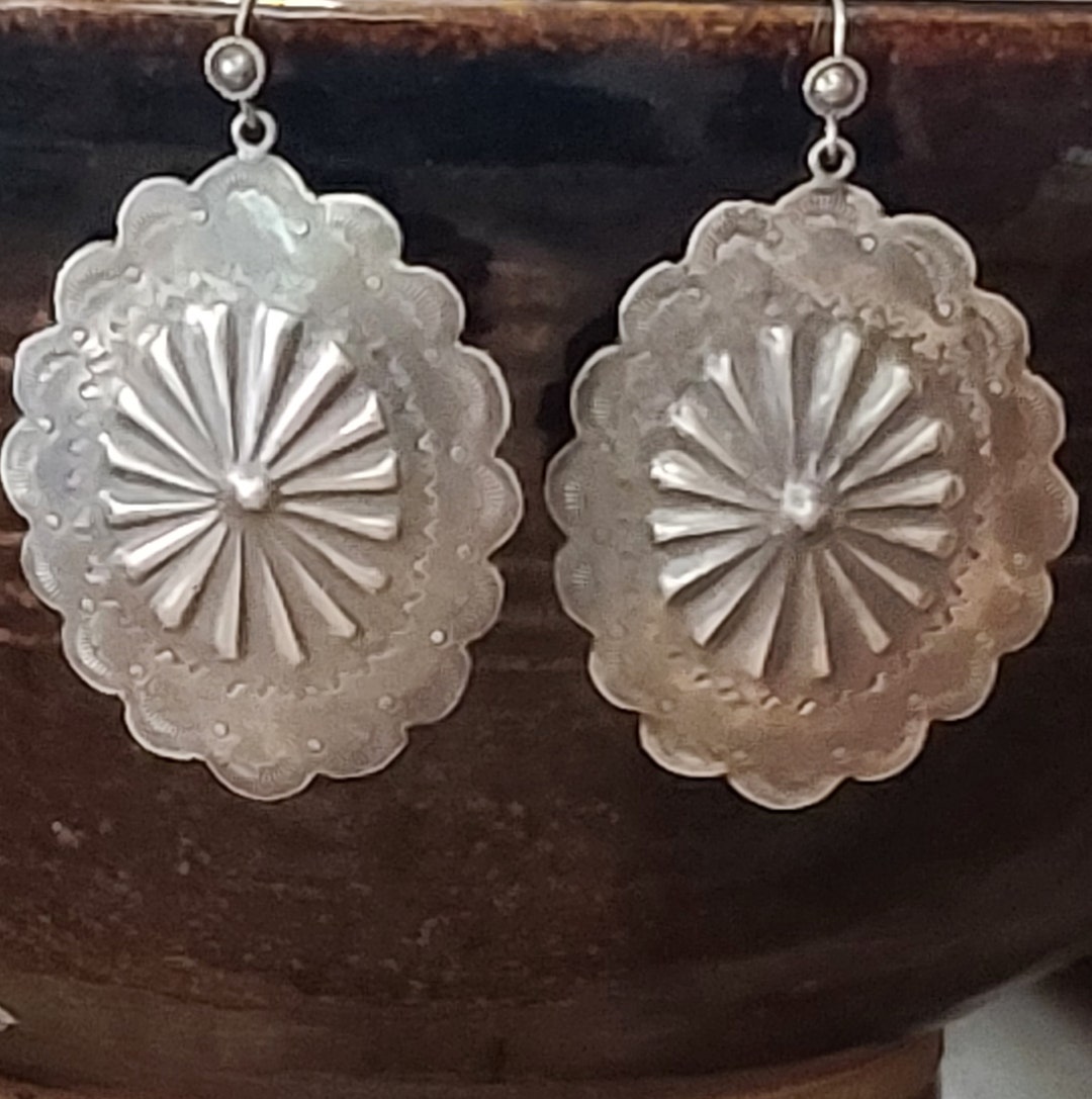 Large Silver Concho Vintage Concho Earrings - Etsy