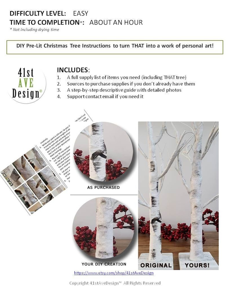 DIY Pre-lit LED Birch Tree, Detailed Instructions With Photos to Turn ...