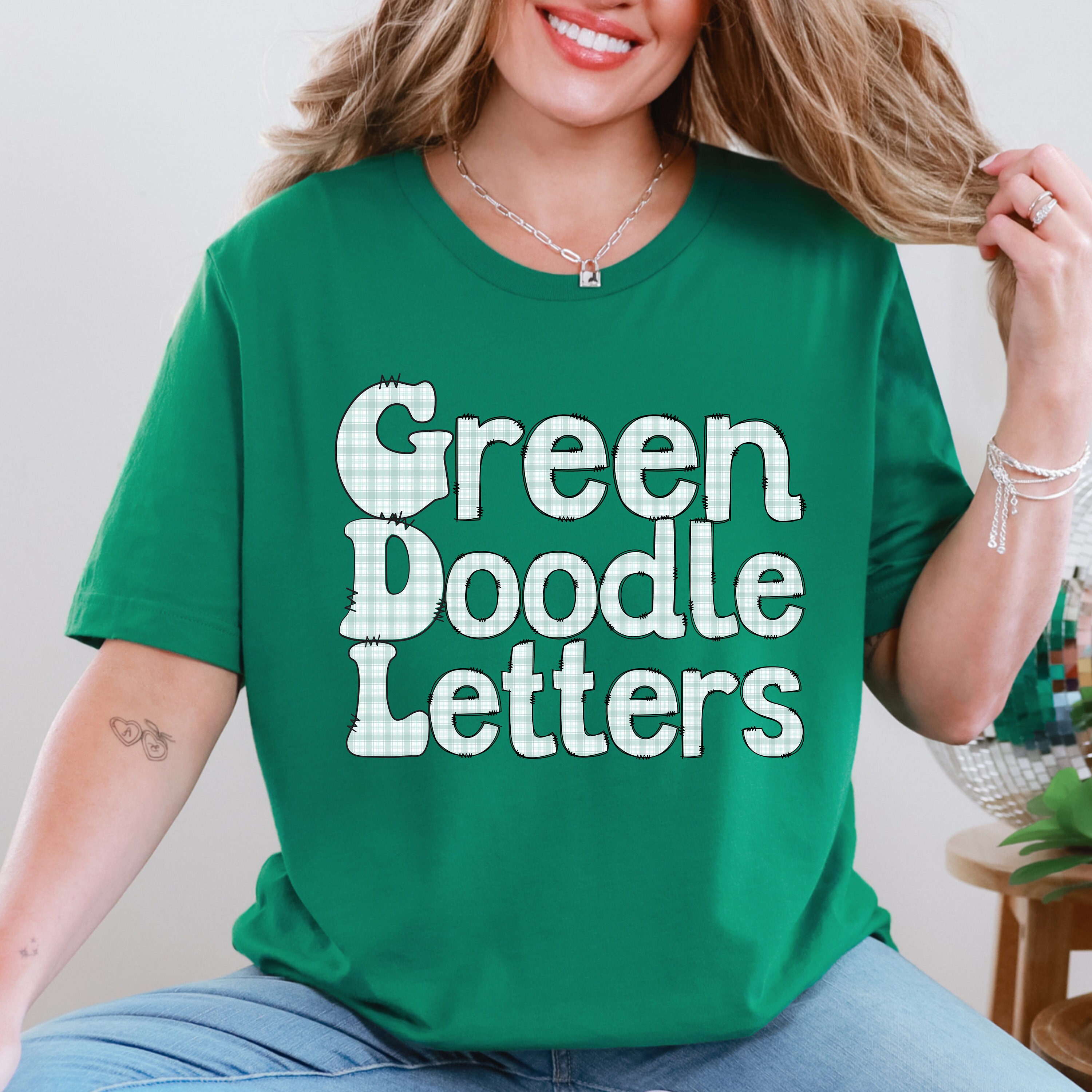 Christmas Alphabet PNG Green Doodle Letters Alphabet Set With Numbers ...