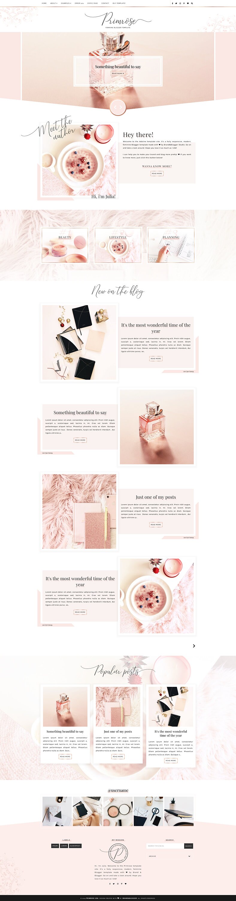 Primrose Responsive Blogger Template, Fashion Premium Blogger Theme ...