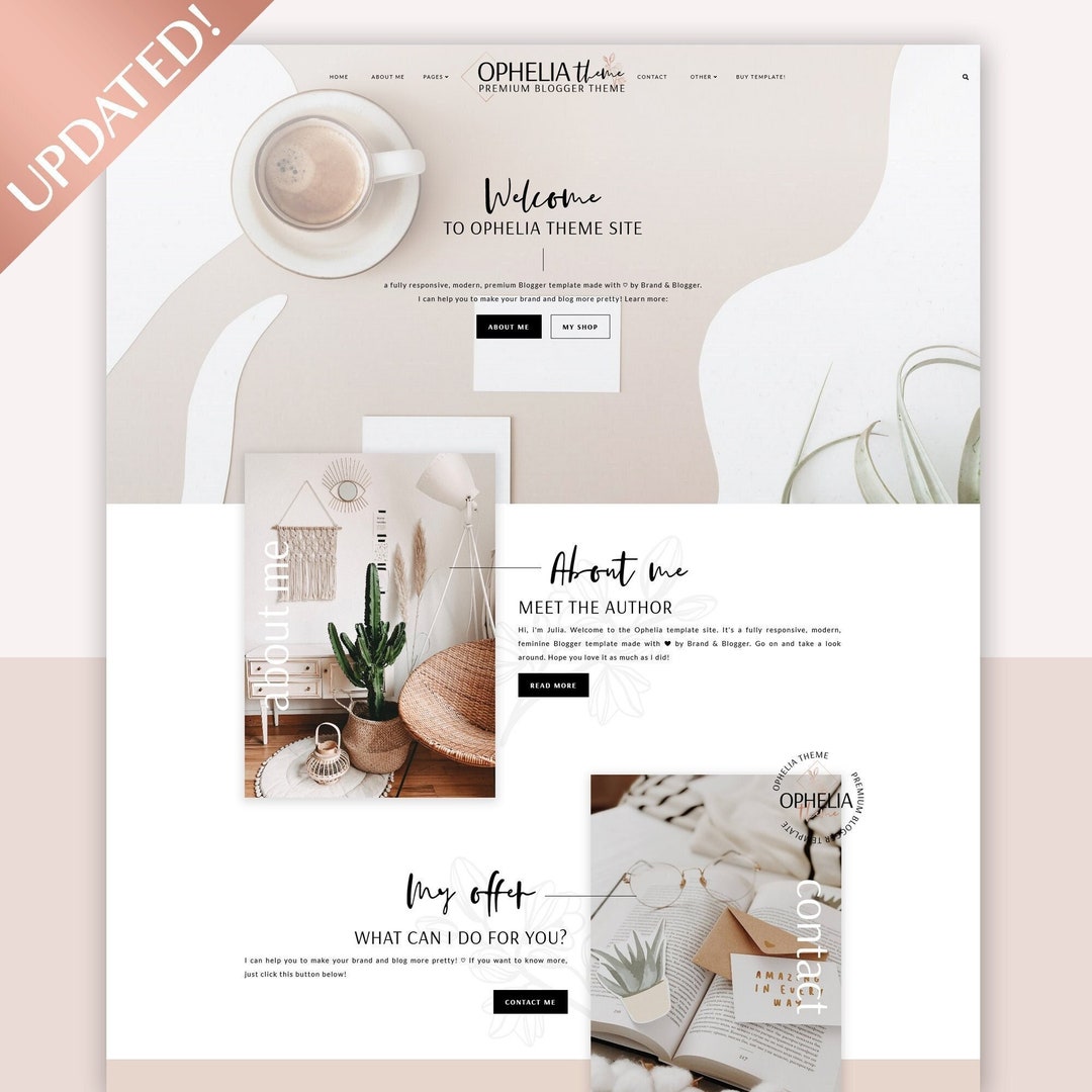 Ophelia Responsive Blogger Template, Modern Premium Blogger Theme ...