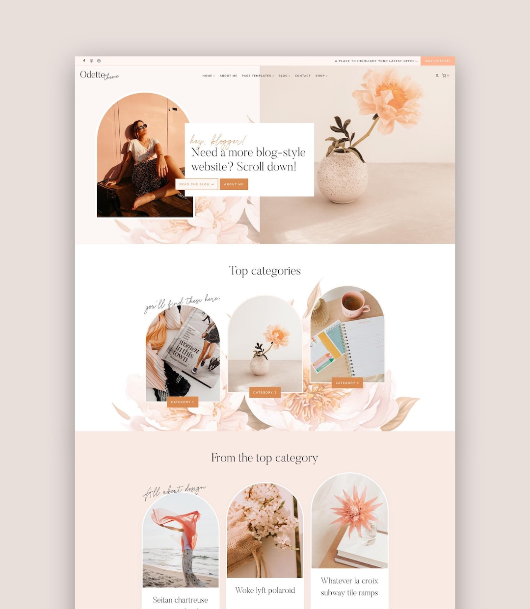 Wordpress Blog Theme for Bloggers, Feminine Kadence Child Theme for ...