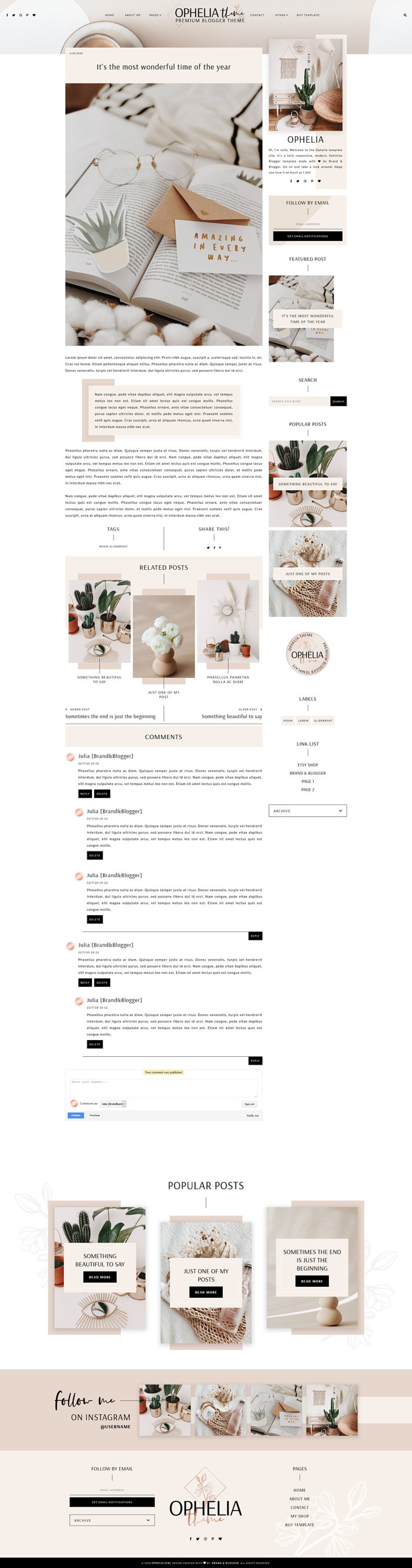 Ophelia • Responsive Blogger Template, Modern Premium Blogger Theme ...