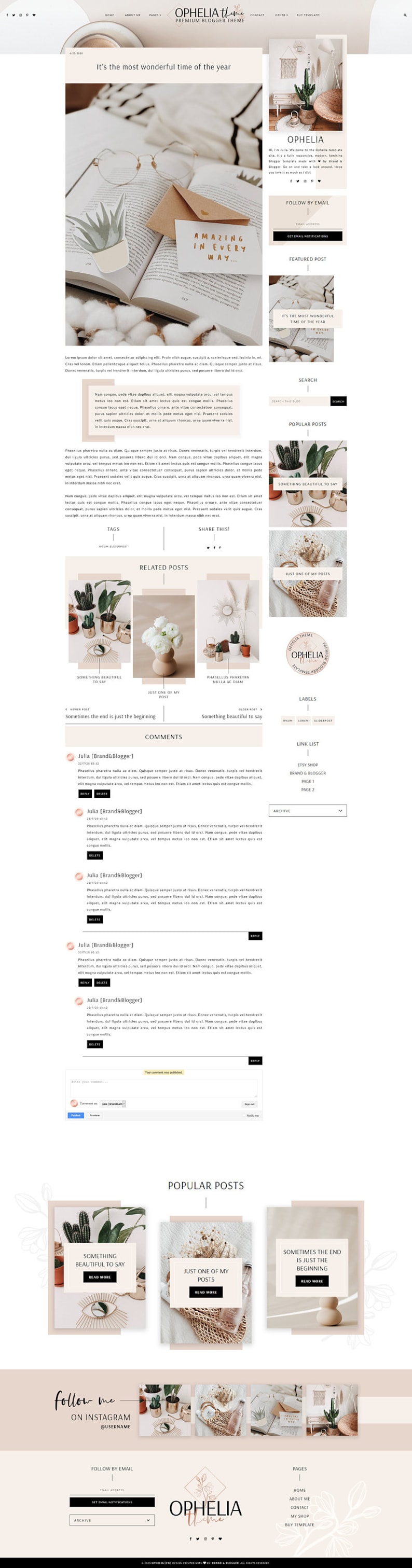 Ophelia • Responsive Blogger Template, Modern Premium Blogger Theme ...