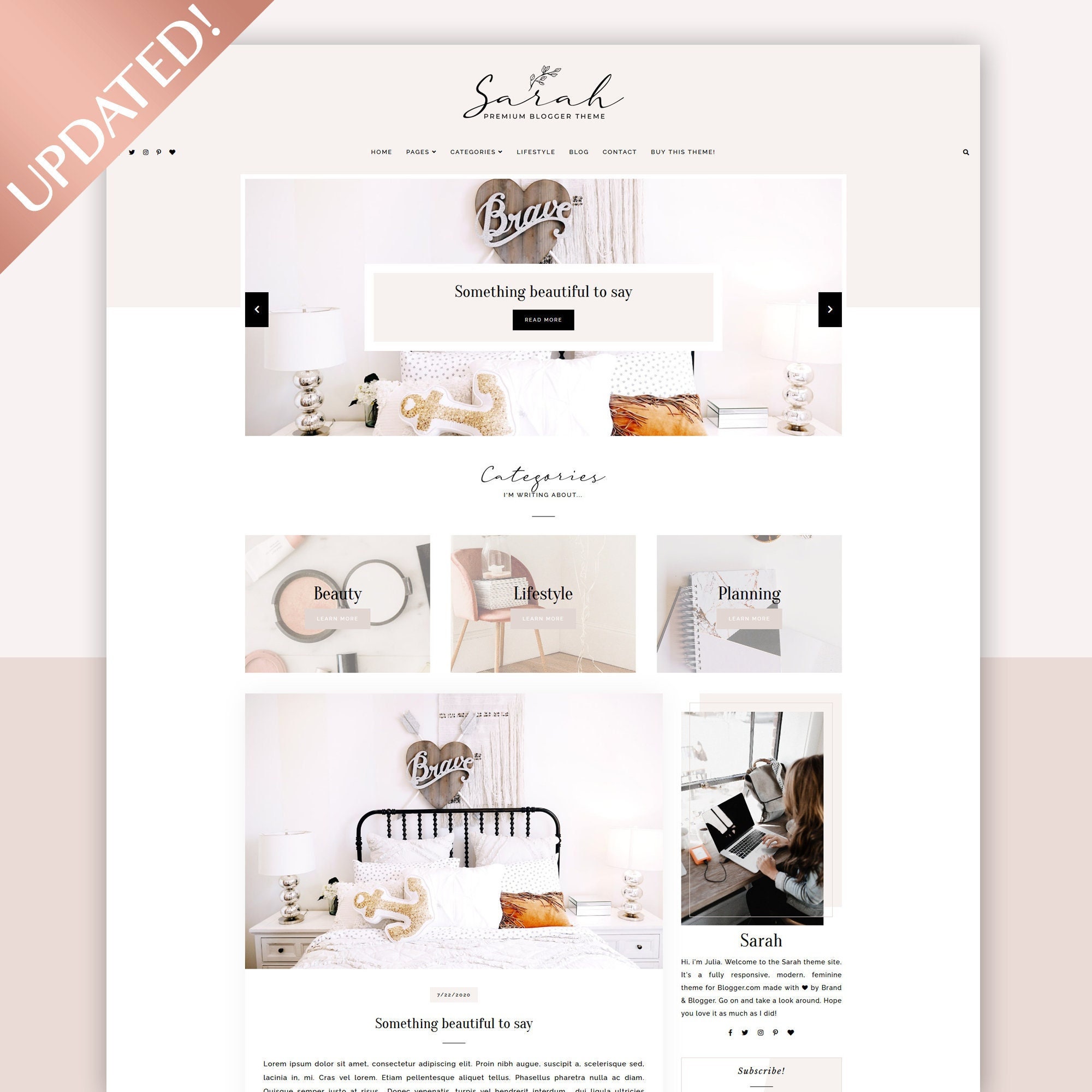 Sarah Responsive Blogger Template, Modern Premium Blogger Theme, Slider ...