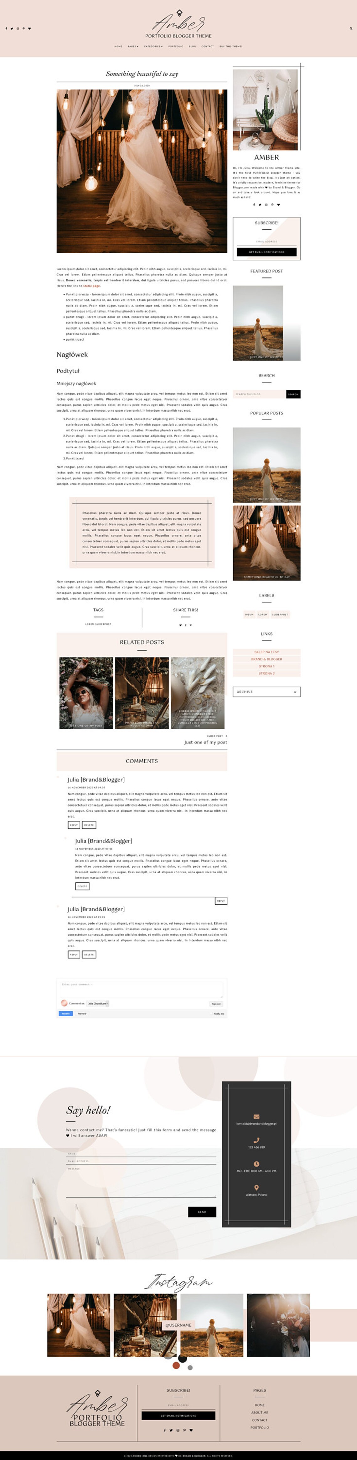 Amber • Responsive Blogger Template, Modern Premium Blogger Theme, Slider Portfolio Blog Design ...