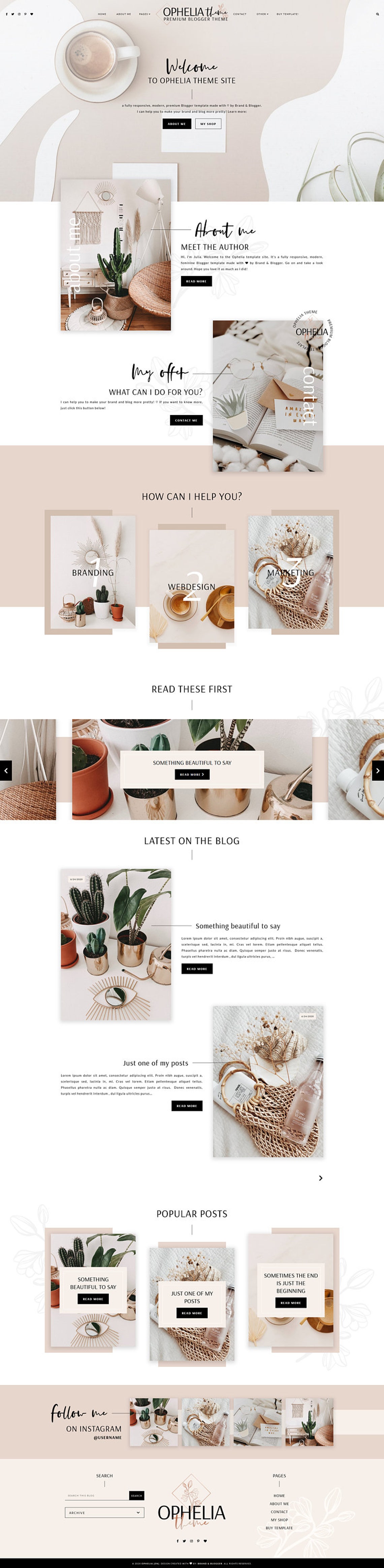 Ophelia Responsive Blogger Template Modern Premium Blogger - Etsy Australia