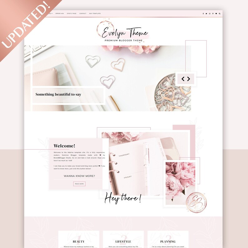 Evelyn Responsive Blogger Template Modern Premium Blogger - Etsy