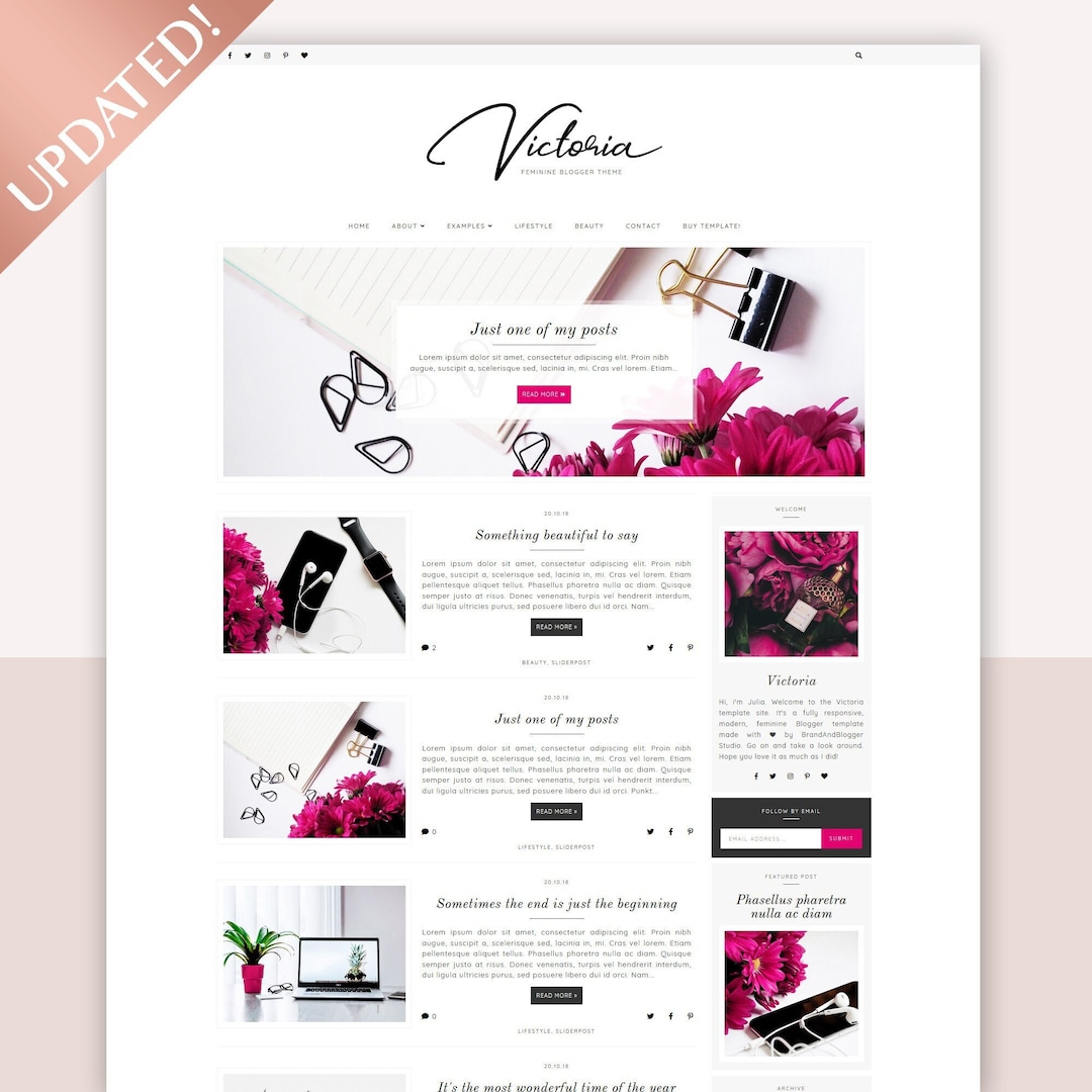 Victoria Responsive Blogger Template, Premium Blogger Theme With Slider ...