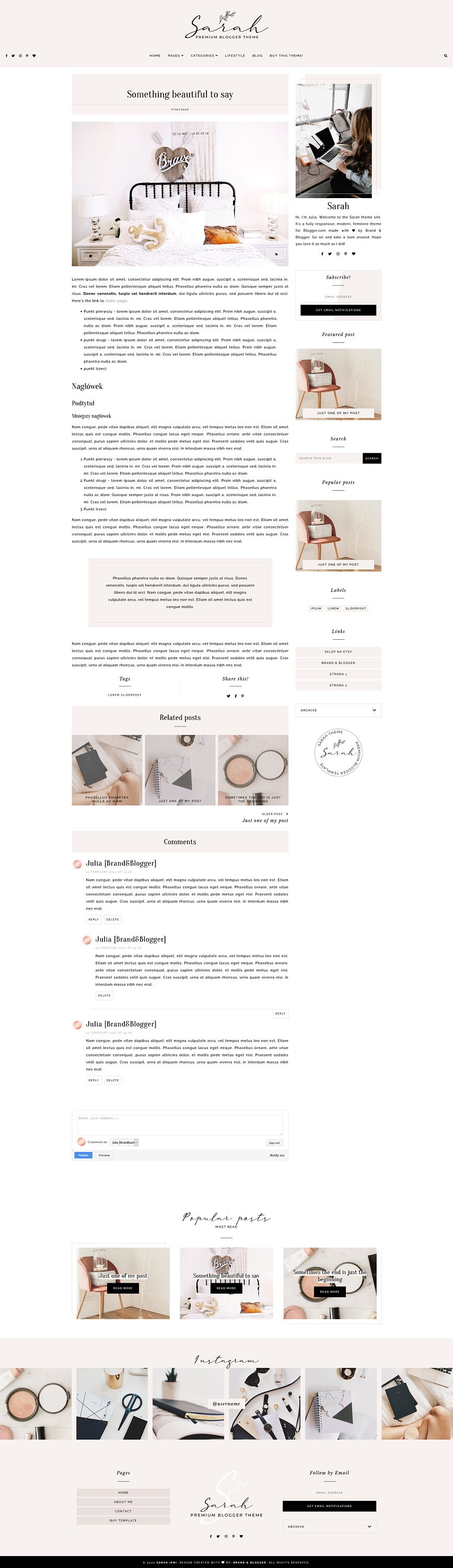 Sarah • Responsive Blogger Template, Modern Premium Blogger Theme ...