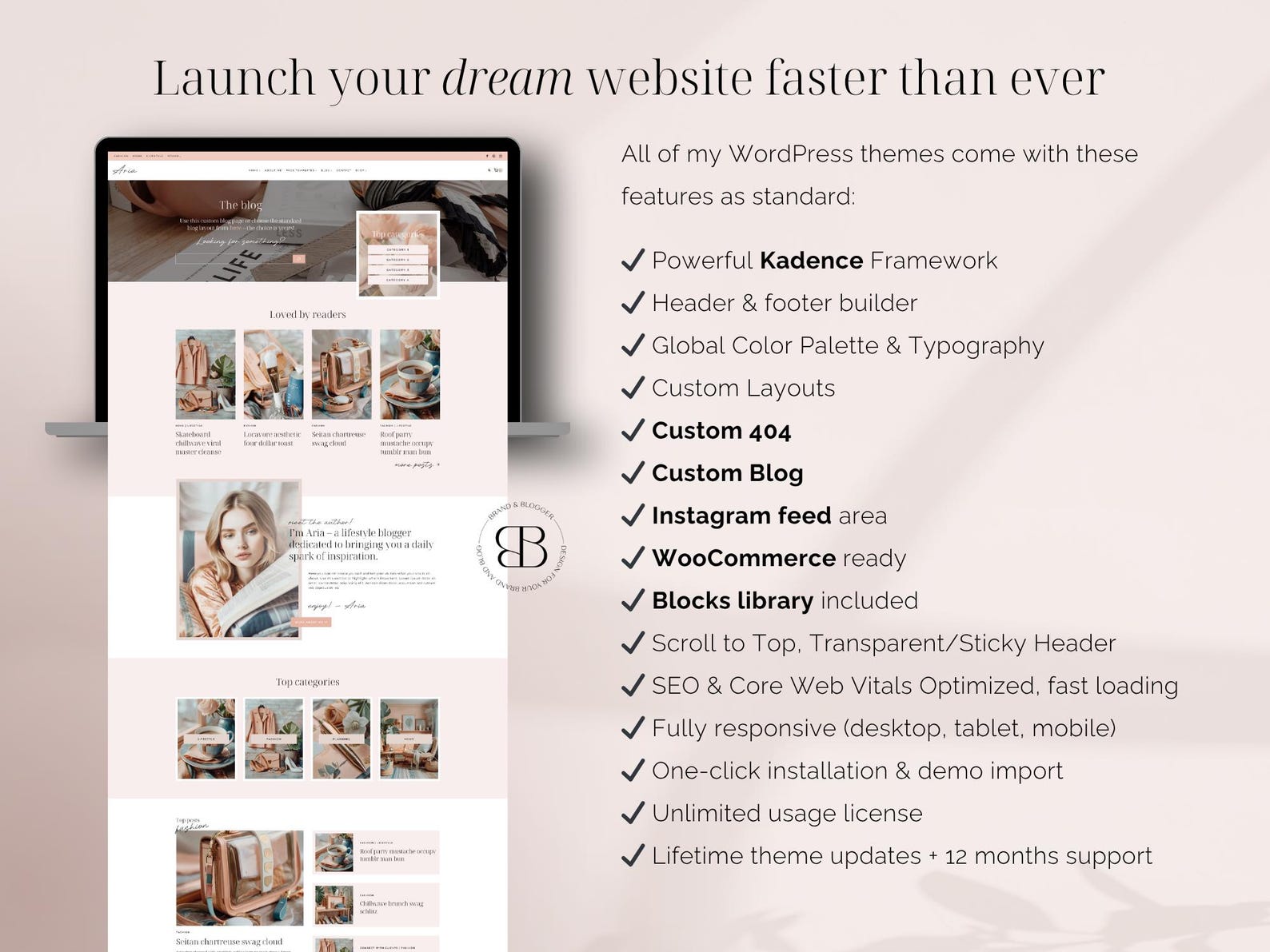 Pink Blog Wordpress Theme, Kadence Theme for Lifestyle Fashion & Beauty ...