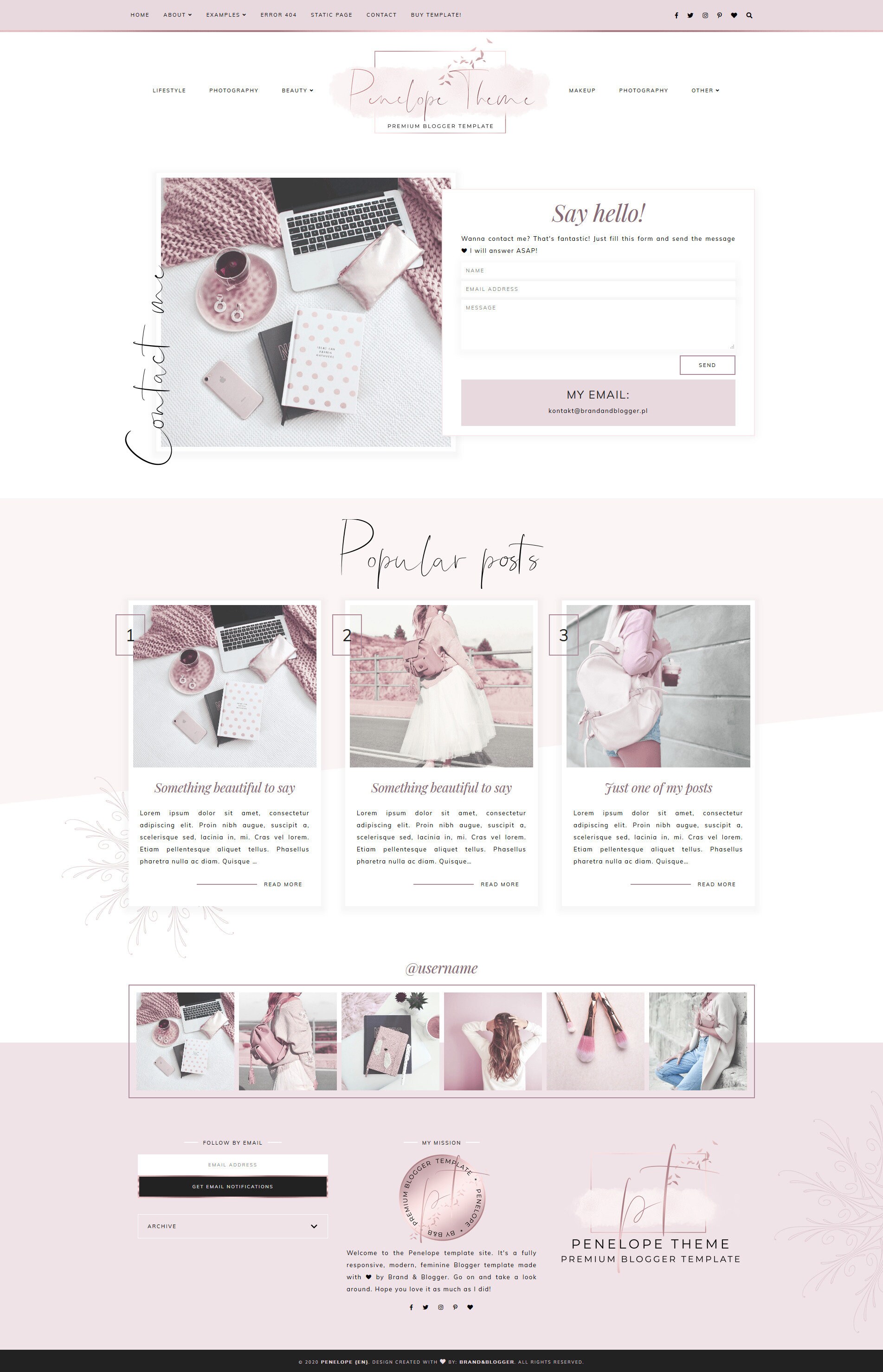 Penelope Responsive Blogger template fashion premium | Etsy