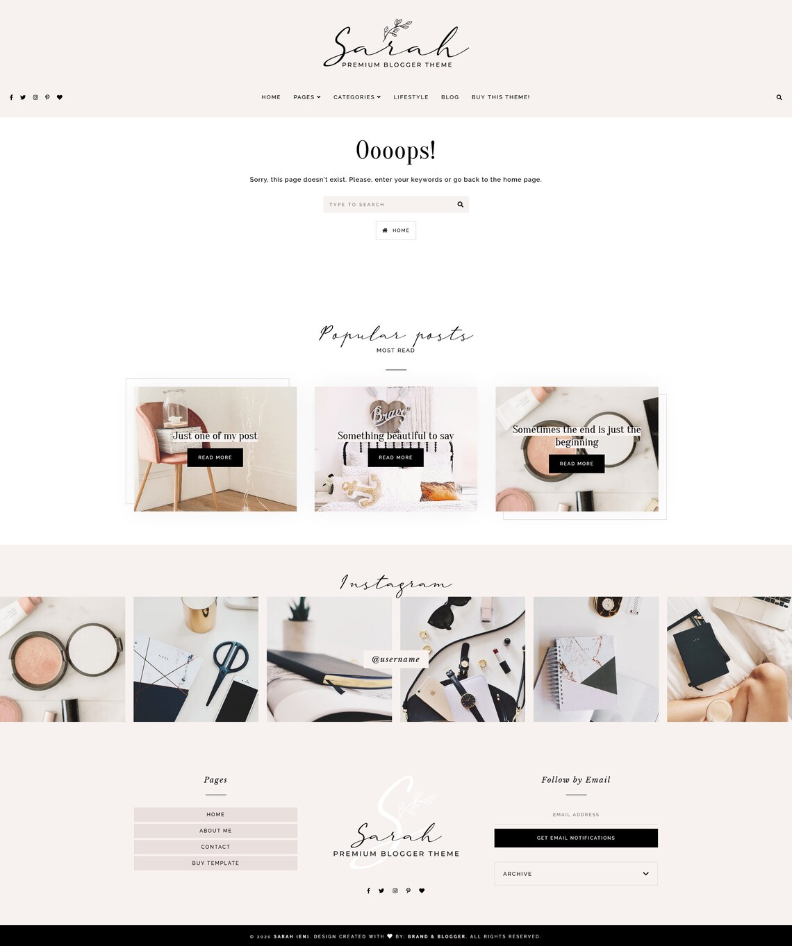Sarah Responsive Blogger Template Modern Premium Blogger | Etsy
