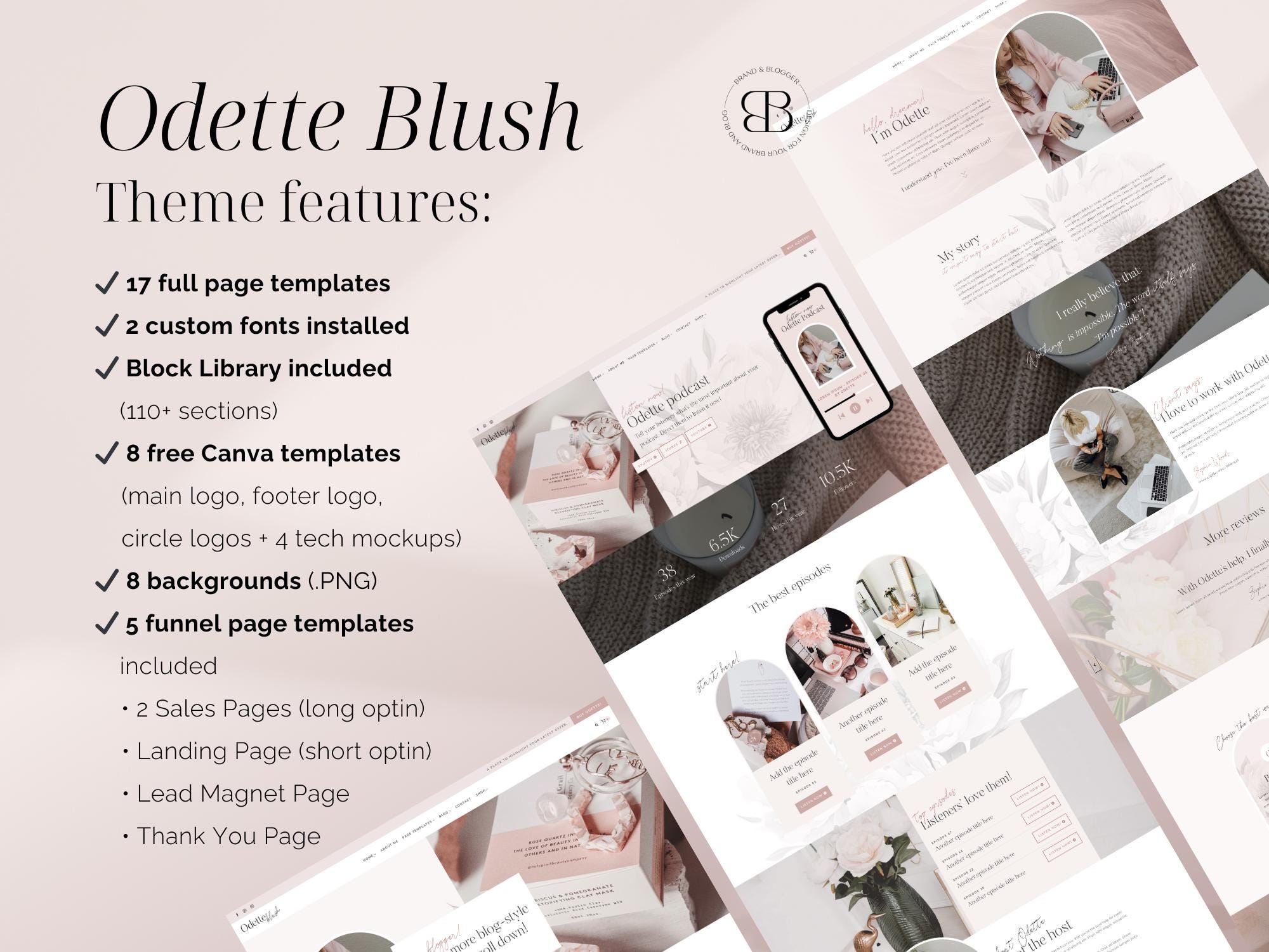 Odette Blush • Pink Coaching Wordpress Theme, Pink Feminine Kadence ...