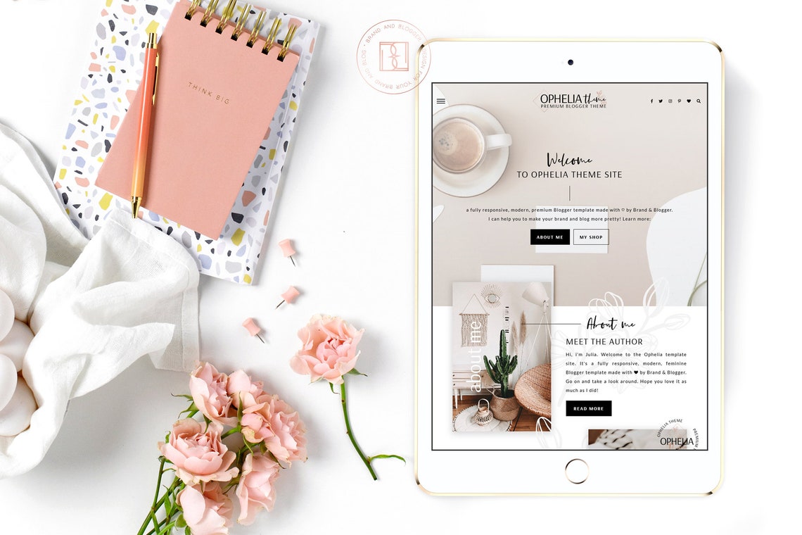 Ophelia Responsive Blogger Template Modern Premium Blogger - Etsy Australia