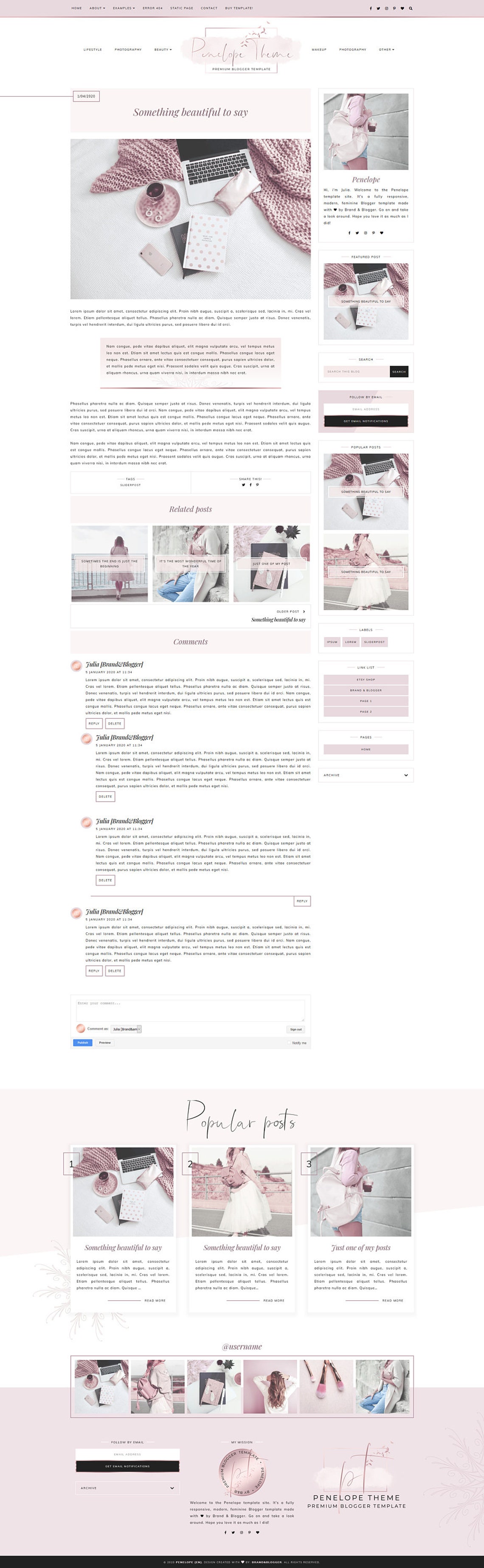 Penelope • Responsive Blogger Template, Fashion Premium Blogger Theme ...