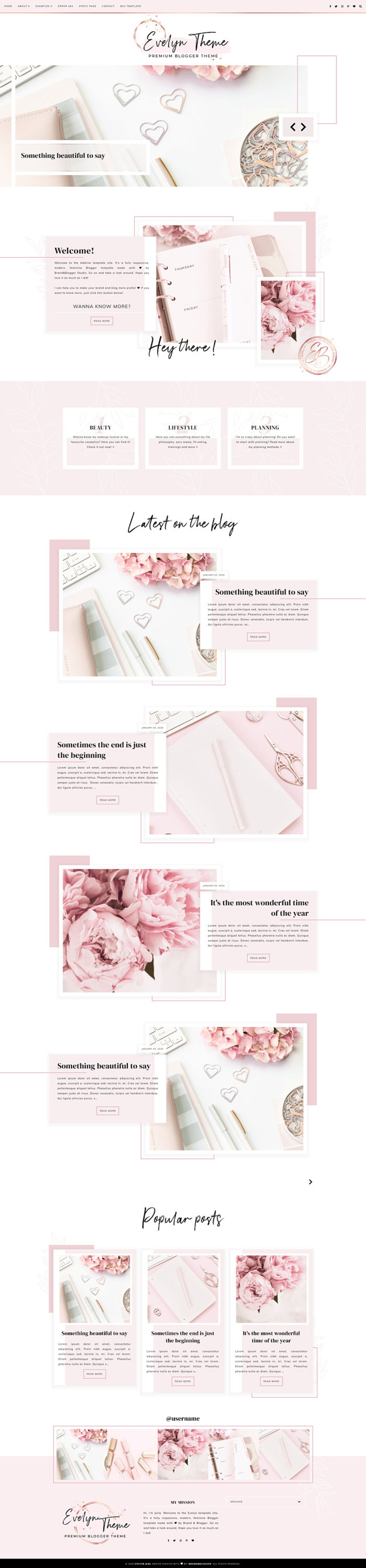 Evelyn Responsive Blogger Template Modern Premium Blogger - Etsy