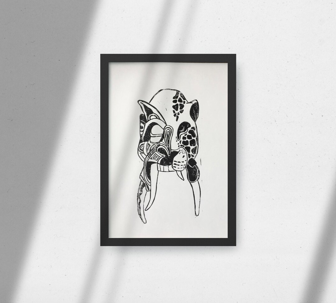 BORUCA MASKS / Lino Print - Handmade - Etsy