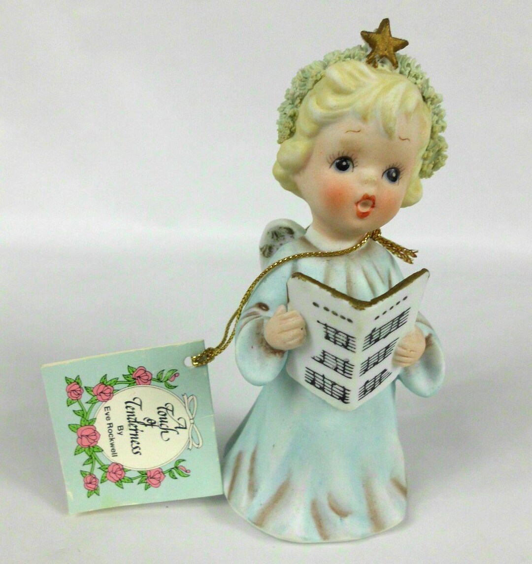 Vintage Enesco Eve Rockwell Angel Figurine Singing Choir 1978 Spaghetti ...