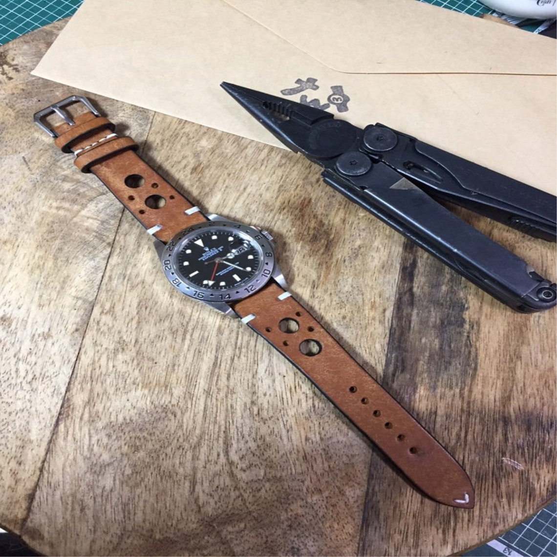 Leather Watch Strap Racing Rally Style Strap 18mm 20mm 22mm - Etsy UK