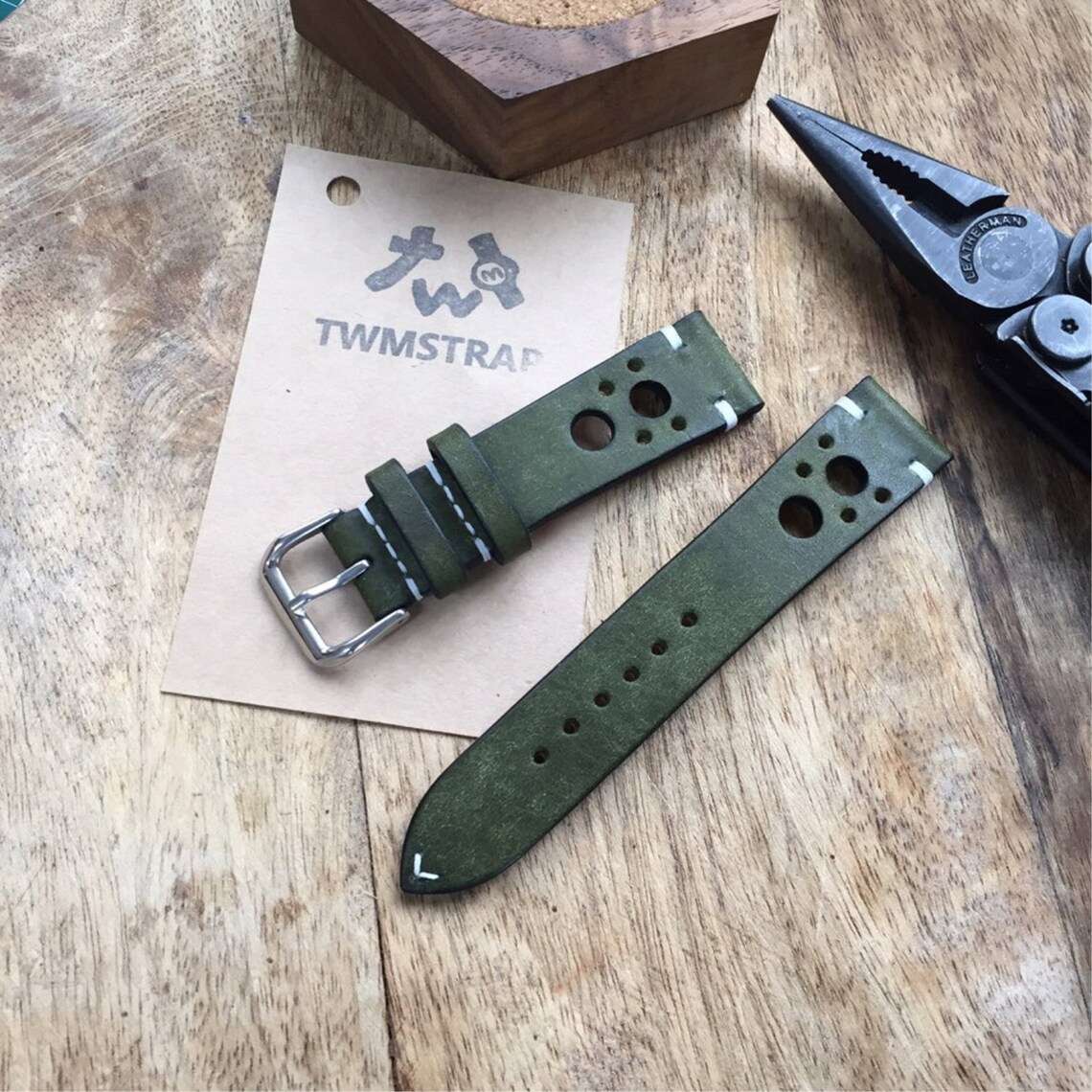 Leather Watch Strap Racing Rally Style Strap 18mm, 20mm, 22mm Italia ...