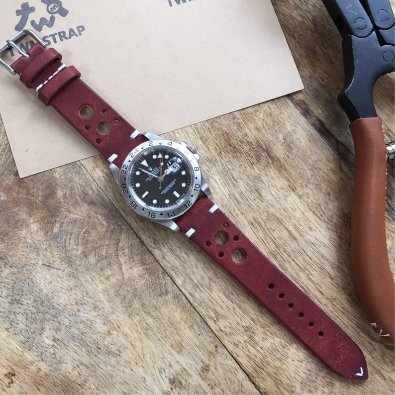 Leather Watch Strap Racing Rally Style Strap 18mm 20mm 22mm - Etsy