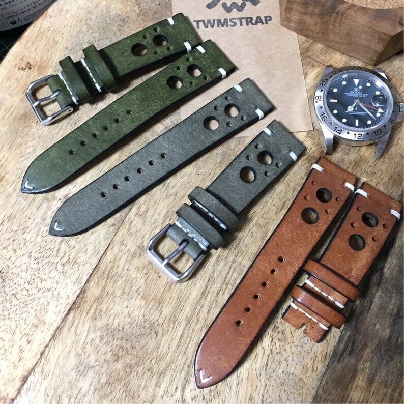 Leather Watch Strap Racing Rally Style Strap 18mm, 20mm, 22mm Italia ...