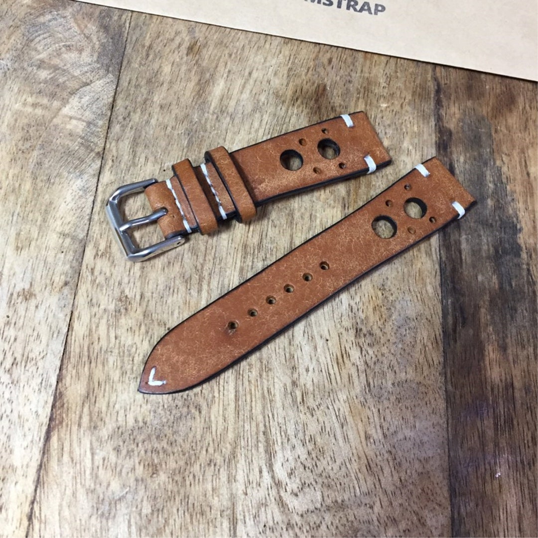 Leather Watch Strap Racing Rally Style Strap 18mm, 20mm, 22mm Italia ...