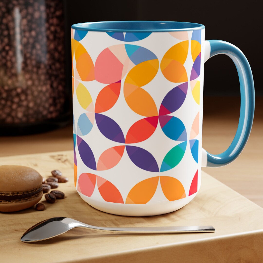 Vibrant Interconnected Circles Two-tone Coffee Mugs 15oz - Etsy