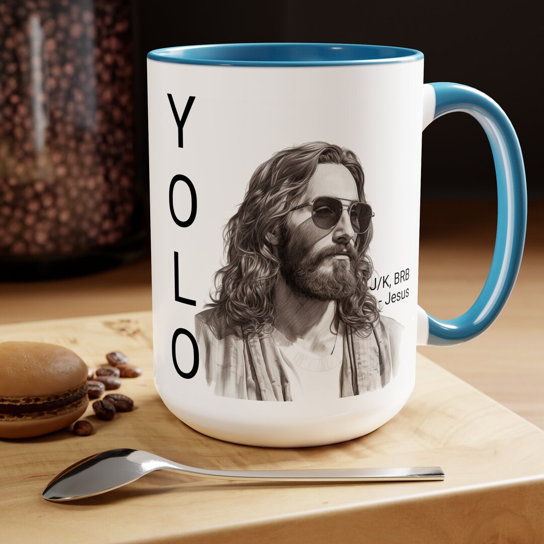 Funny Christian Mug Yolo two-tone Coffee Mugs, 15oz - Etsy