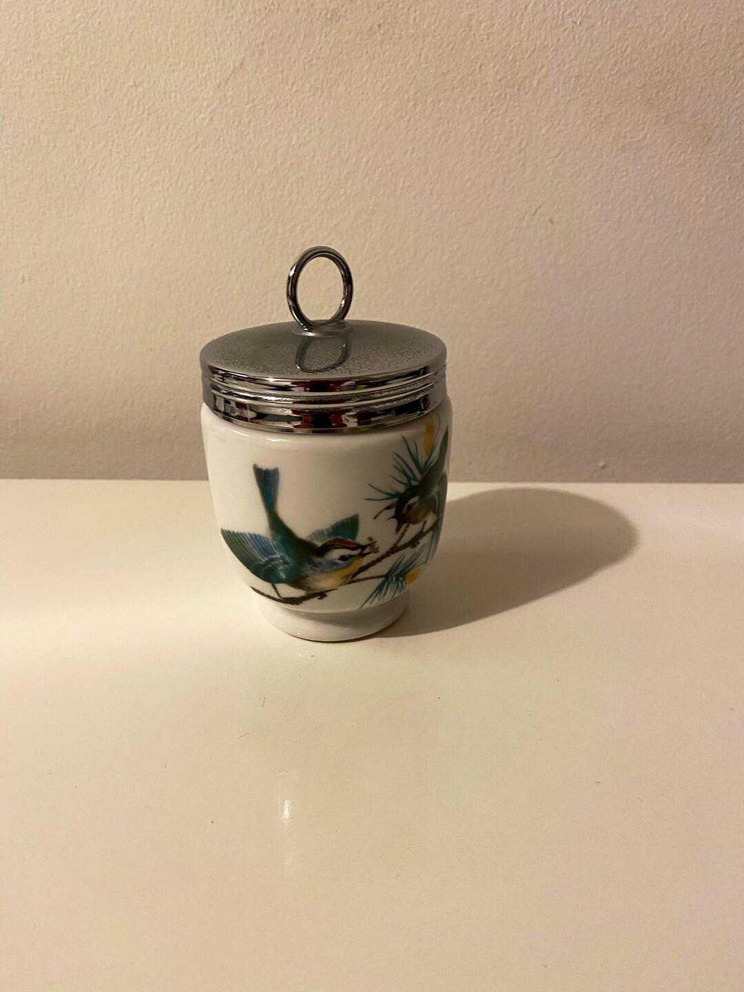 2 egg coddlers: 1 small birds pattern egg coddler and 1 large A ...
