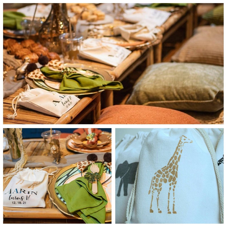 Safari Themed Favor Bags set of 5 or 10 Safari Animals - Etsy