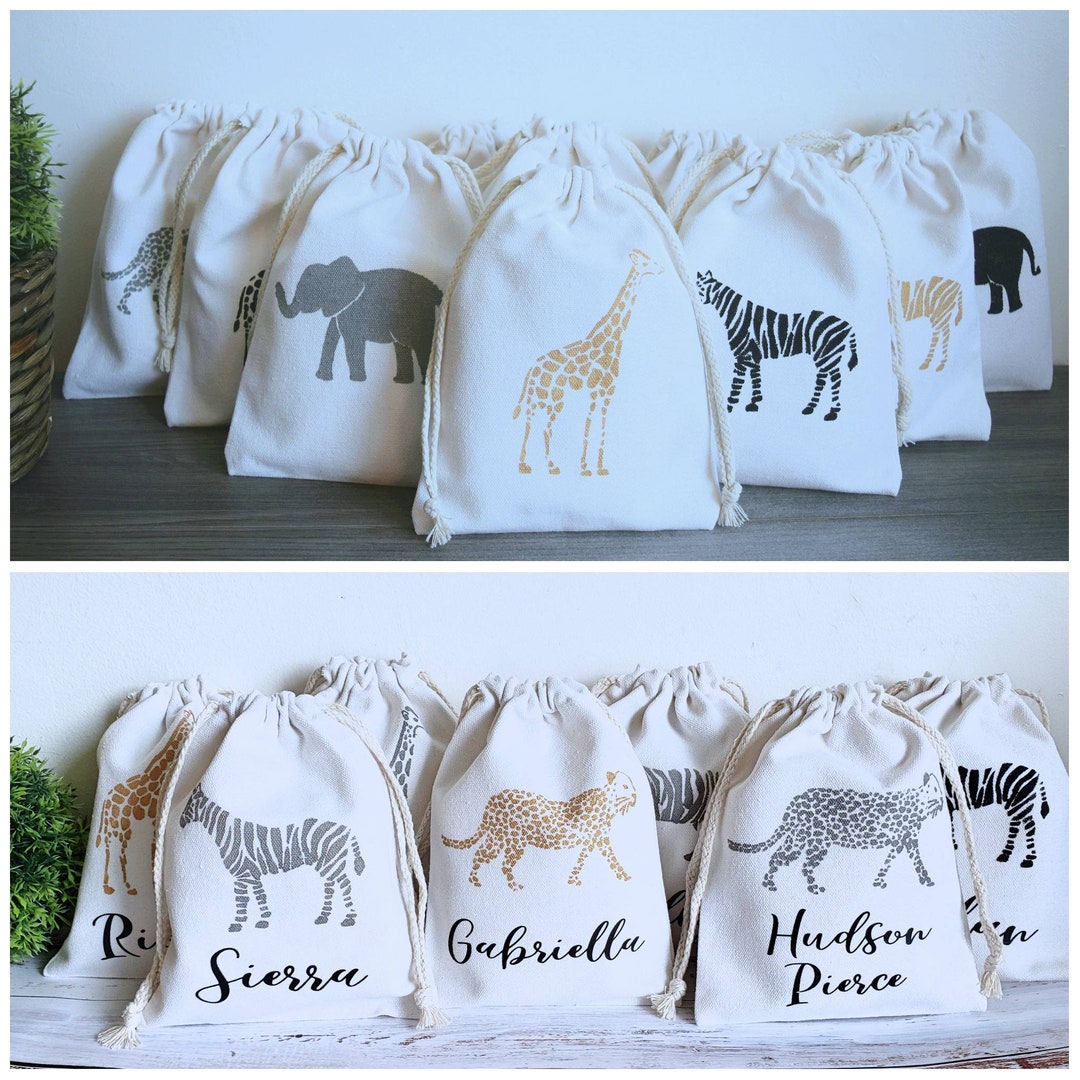Safari Themed Favor Bags set of 5 or 10 Safari Animals Giraffe Zebra ...