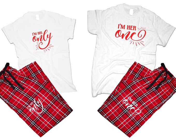 I Am His One I'm Her Only Pajamas for Couple Christmas T Shirts ...