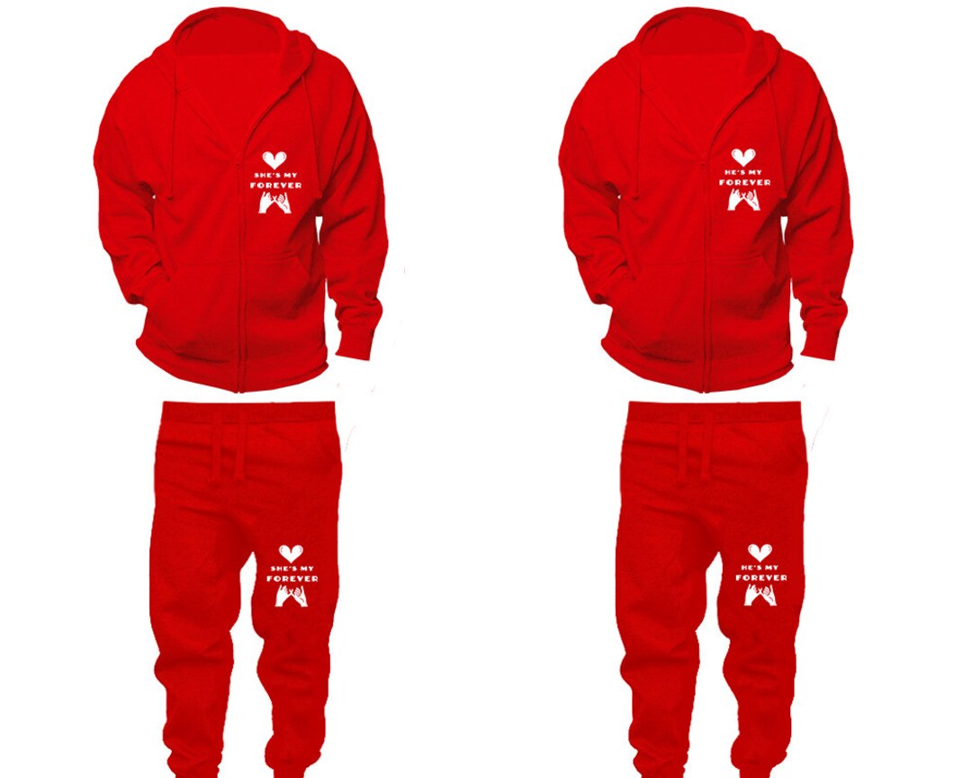 Forever Couple Matching Tracksuits Sweatpants Full Zip Hoodie Jogger ...
