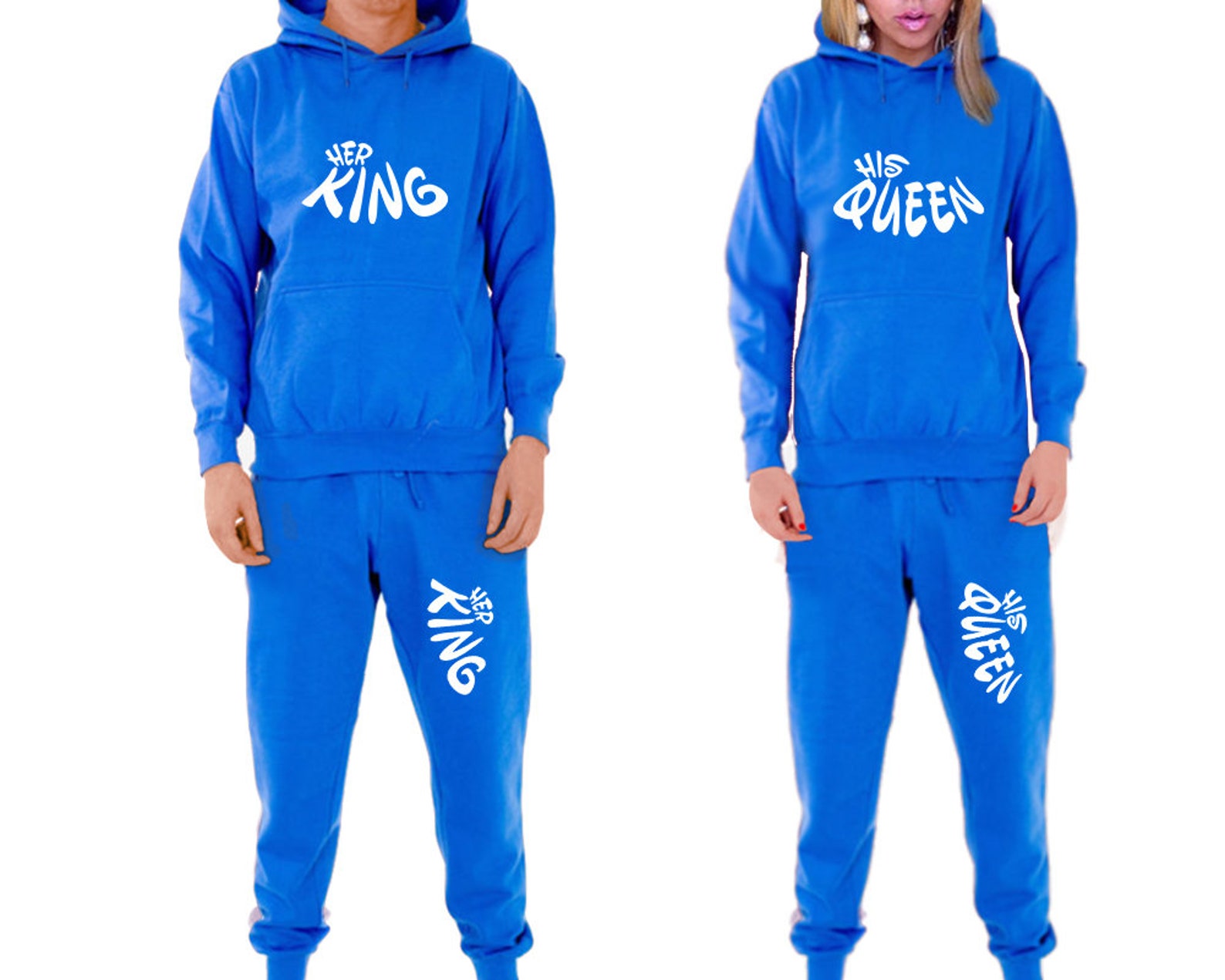 Her King His Queen Matching Couple Sweatsuits Hoodie Jogger - Etsy
