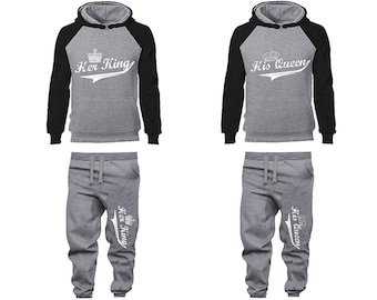 Her King His Queen Matching Couple Sweatsuits Hoodie Jogger - Etsy