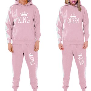 King Queen Crown Couple Hoodie Jogger Pants Sweatpants Tracksuit ...