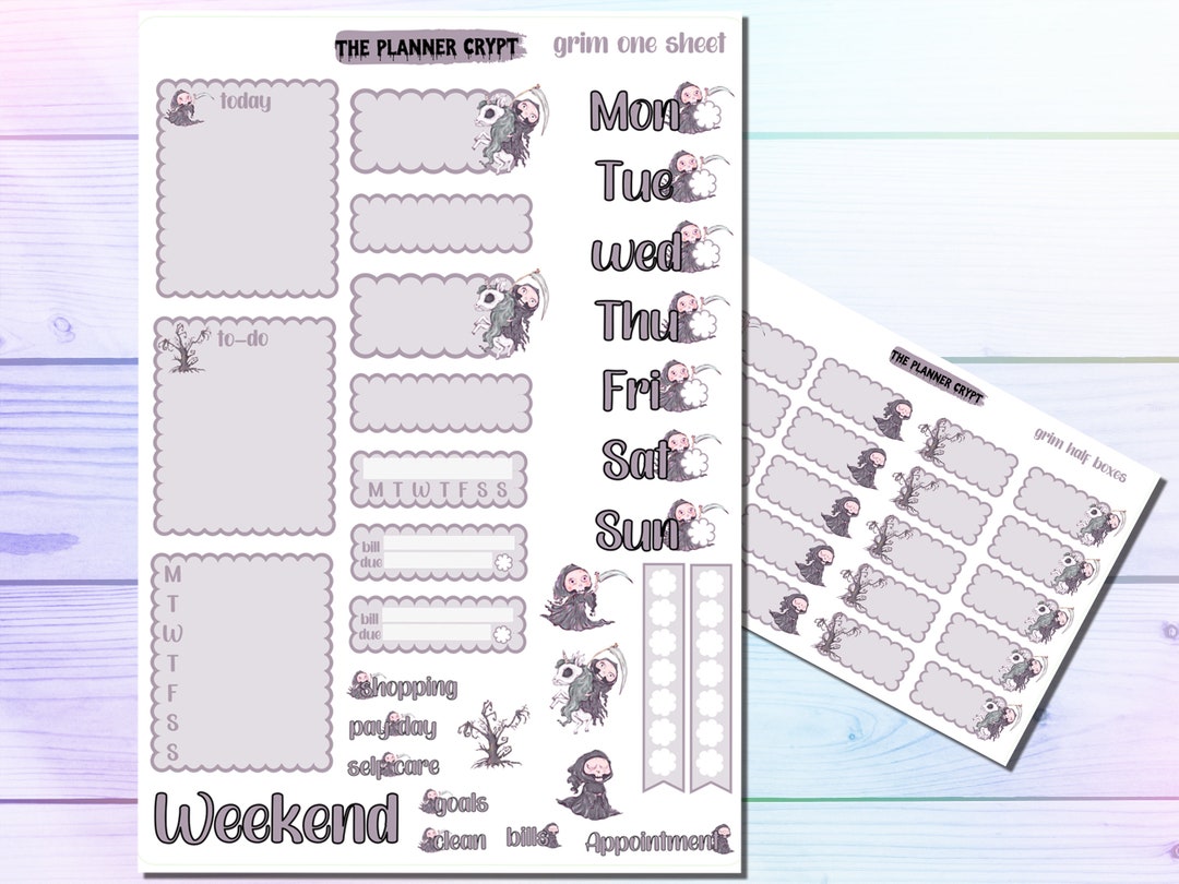 Weekly Planner, Sticker Kit, Pastel Goth Stickers, Grim Stickers ...