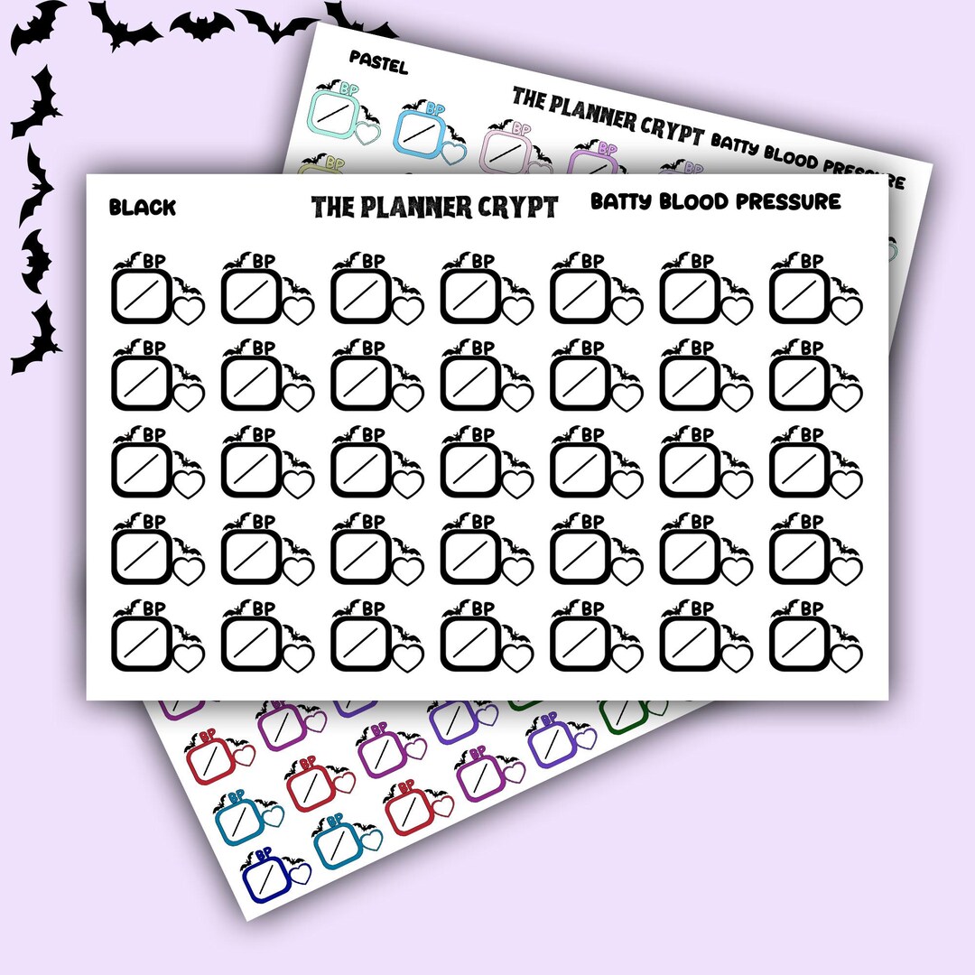 Blood Pressure Tracker Stickers, Health Stickers, Gothic Planner ...