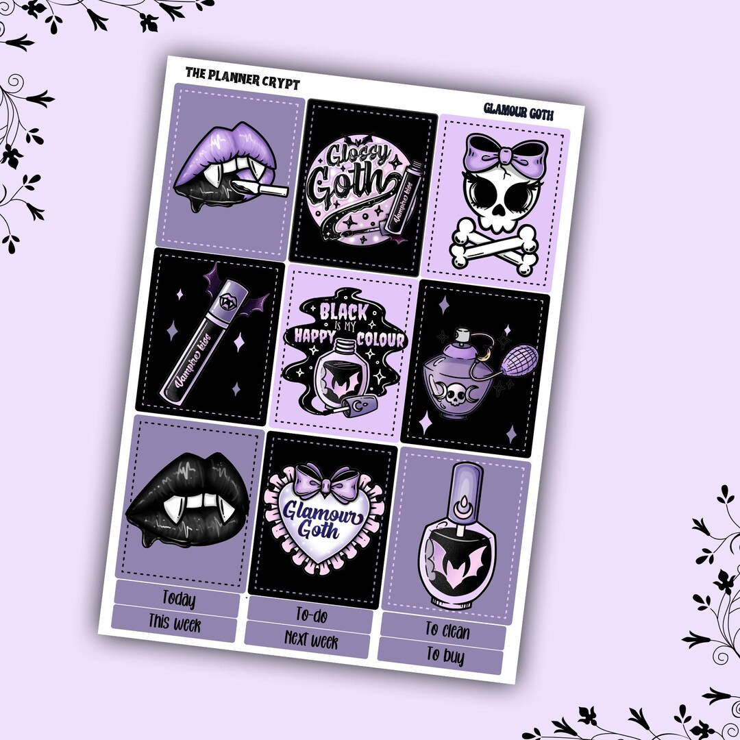 Weekly Planner Sticker Kit, Vertical Planner Stickers, Goth Planner ...